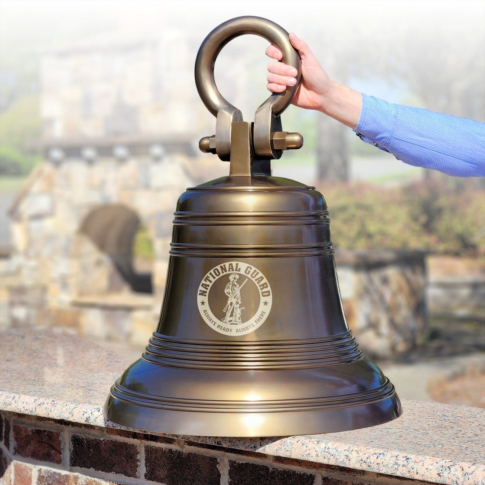20 Inch Diameter Personalized Antiqued Brass Ridged Hanging Bell ...