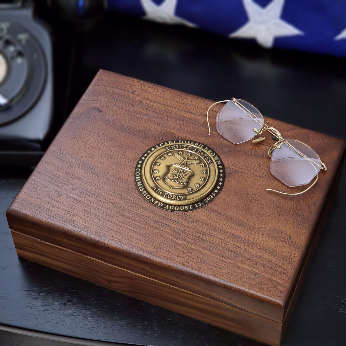 Personalized U.S. Air Force Walnut Keepsake Box – BrassBell