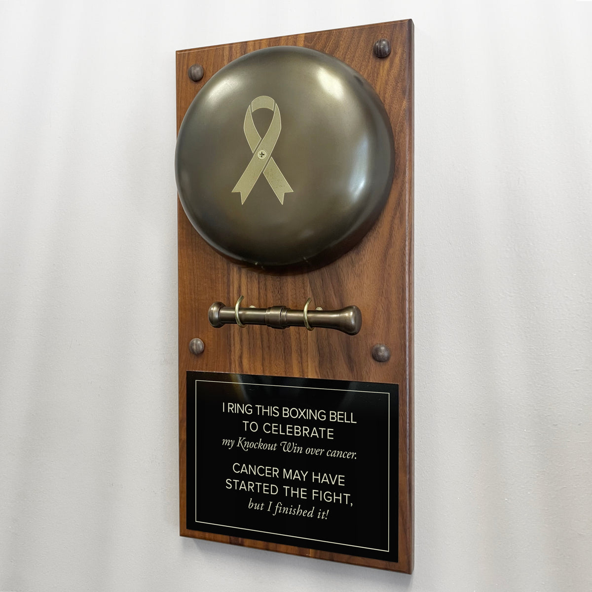 Cancer Ribbon Engraved Boxing Bell on Plaque – BrassBell