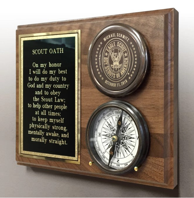 Eagle Scout Personalized Compass On Wood Plaque – BrassBell