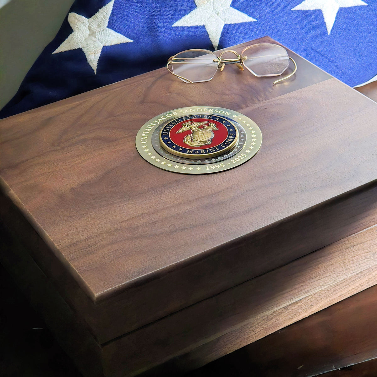 Large Deluxe Personalized U.S. Marines Keepsake Box with Colored Medal ...