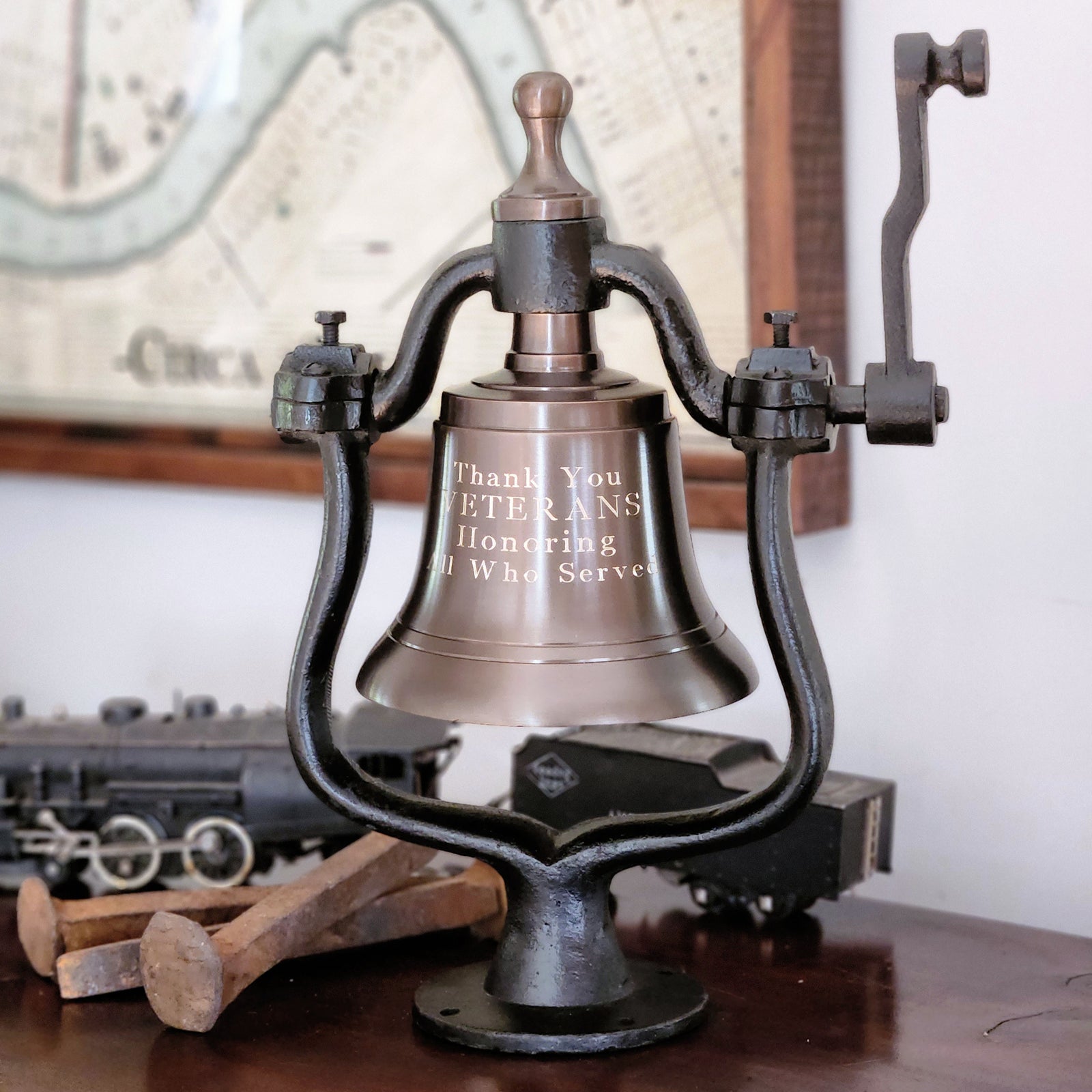 Medium Engravable Antiqued Brass Railroad Bell – BrassBell