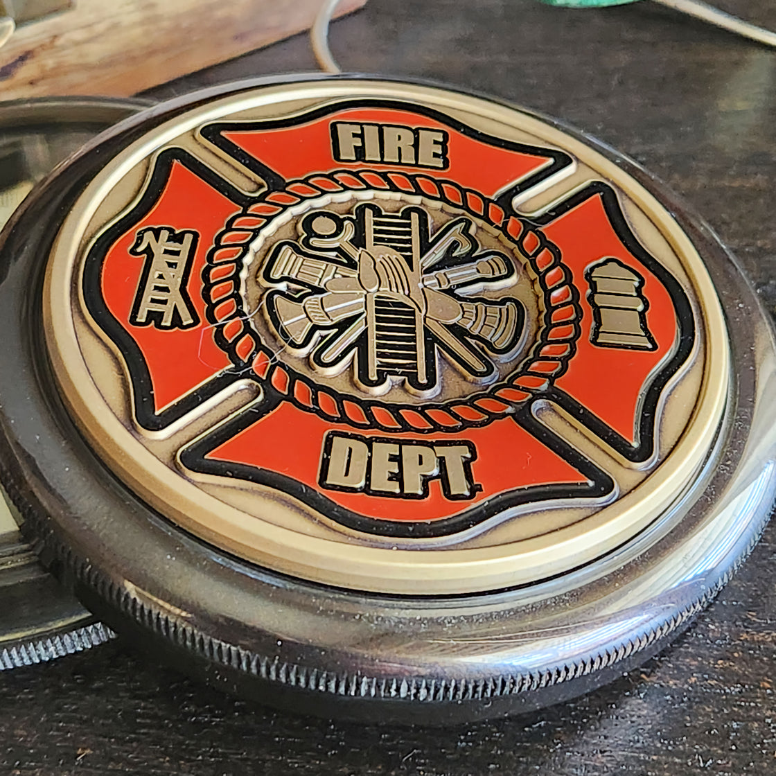 Personalized Firefighter Medallion Antiqued Brass Compass – BrassBell