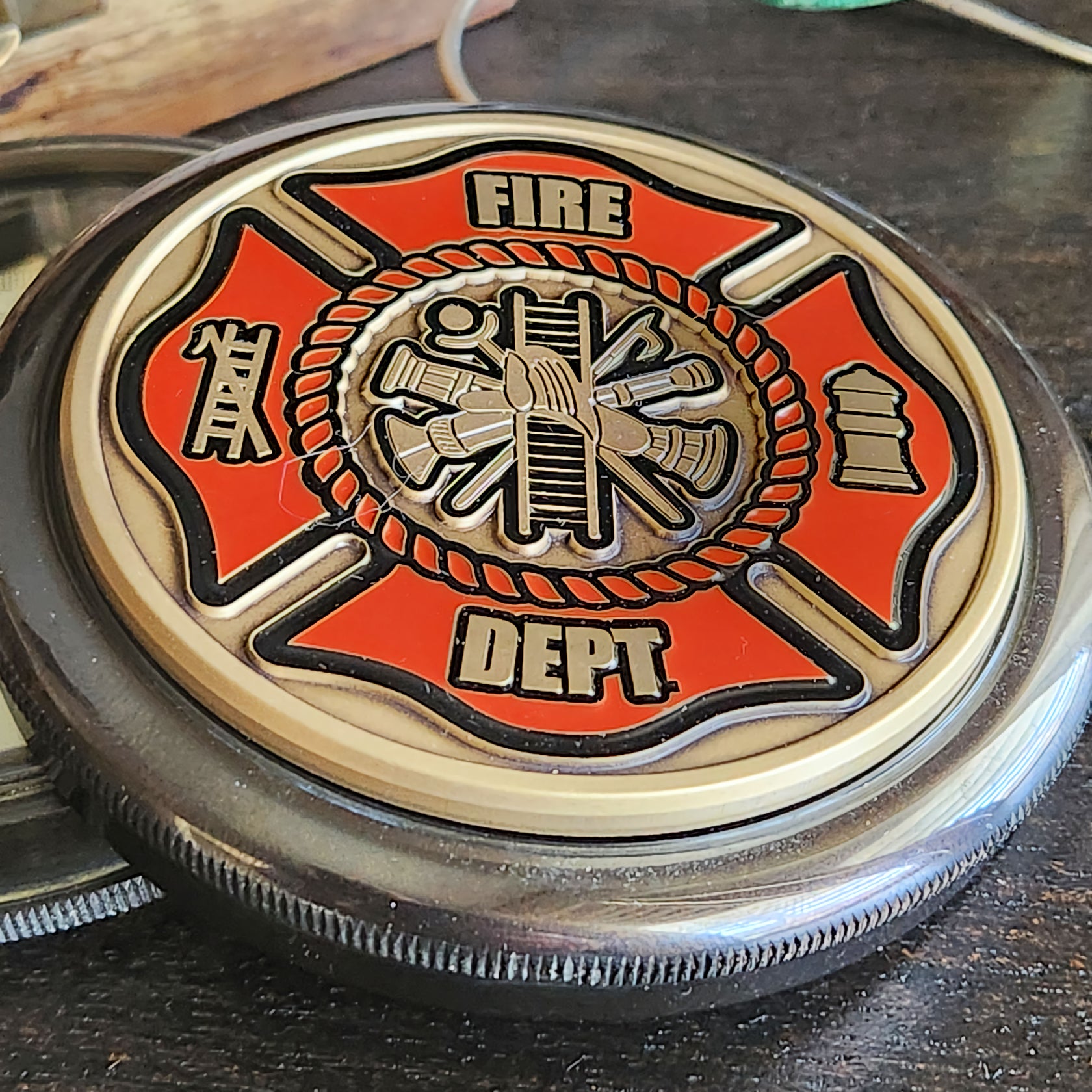 Personalized Firefighter Medallion Antiqued Brass Compass – BrassBell