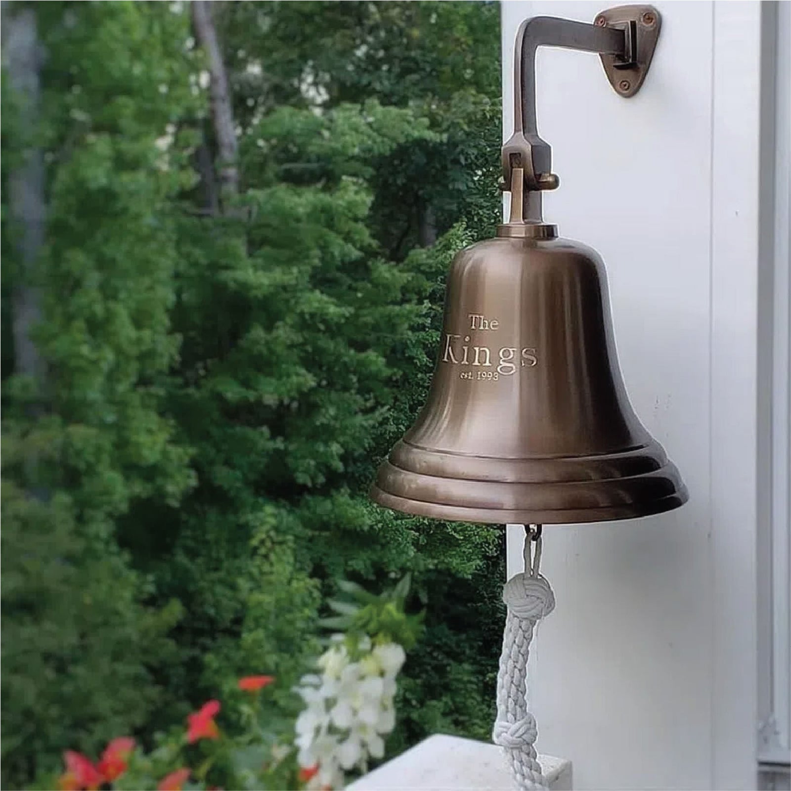 10 Inch Diameter Engravable Antiqued Brass Wall Bell – BrassBell