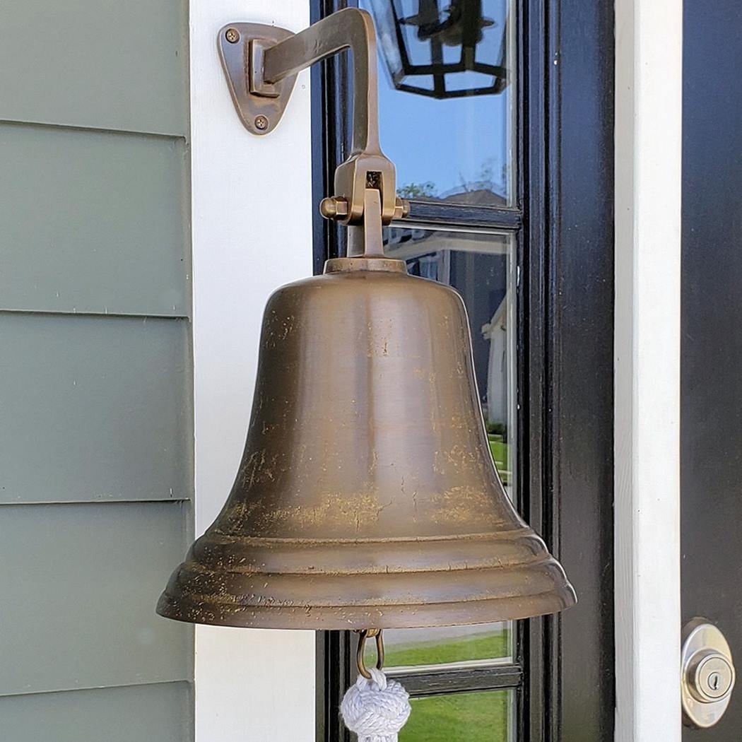 10 Inch Diameter Engravable Distressed Brass Wall Bell – BrassBell