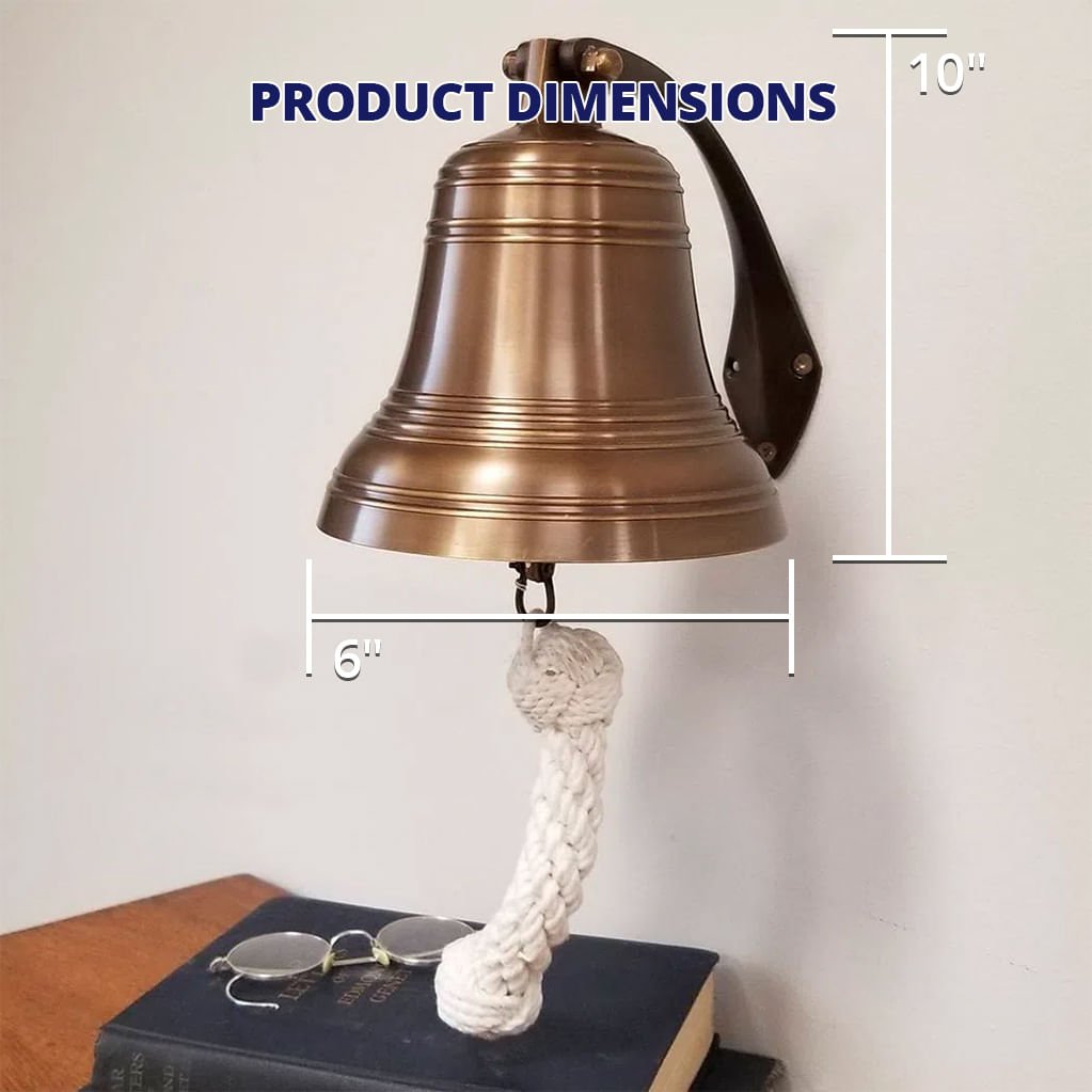 6 Inch Diameter Engravable Antiqued Brass Ridged Wall Bell – BrassBell