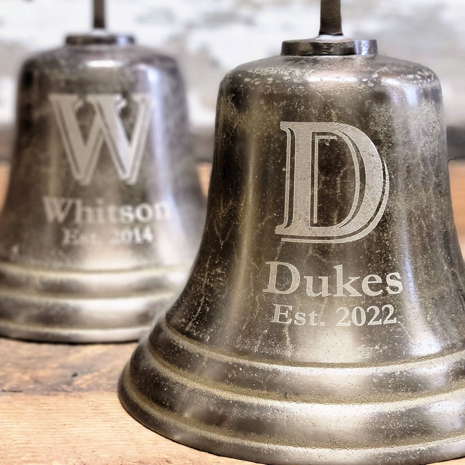 8 Inch Distressed Brass Family Initial Wall Bell – BrassBell