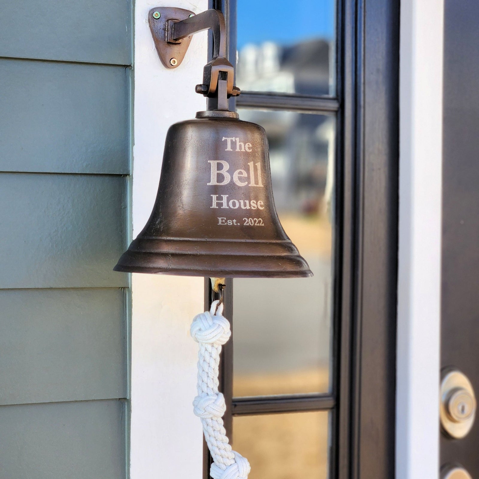 8 Inch Diameter Engravable Distressed Brass Wall Bell – BrassBell