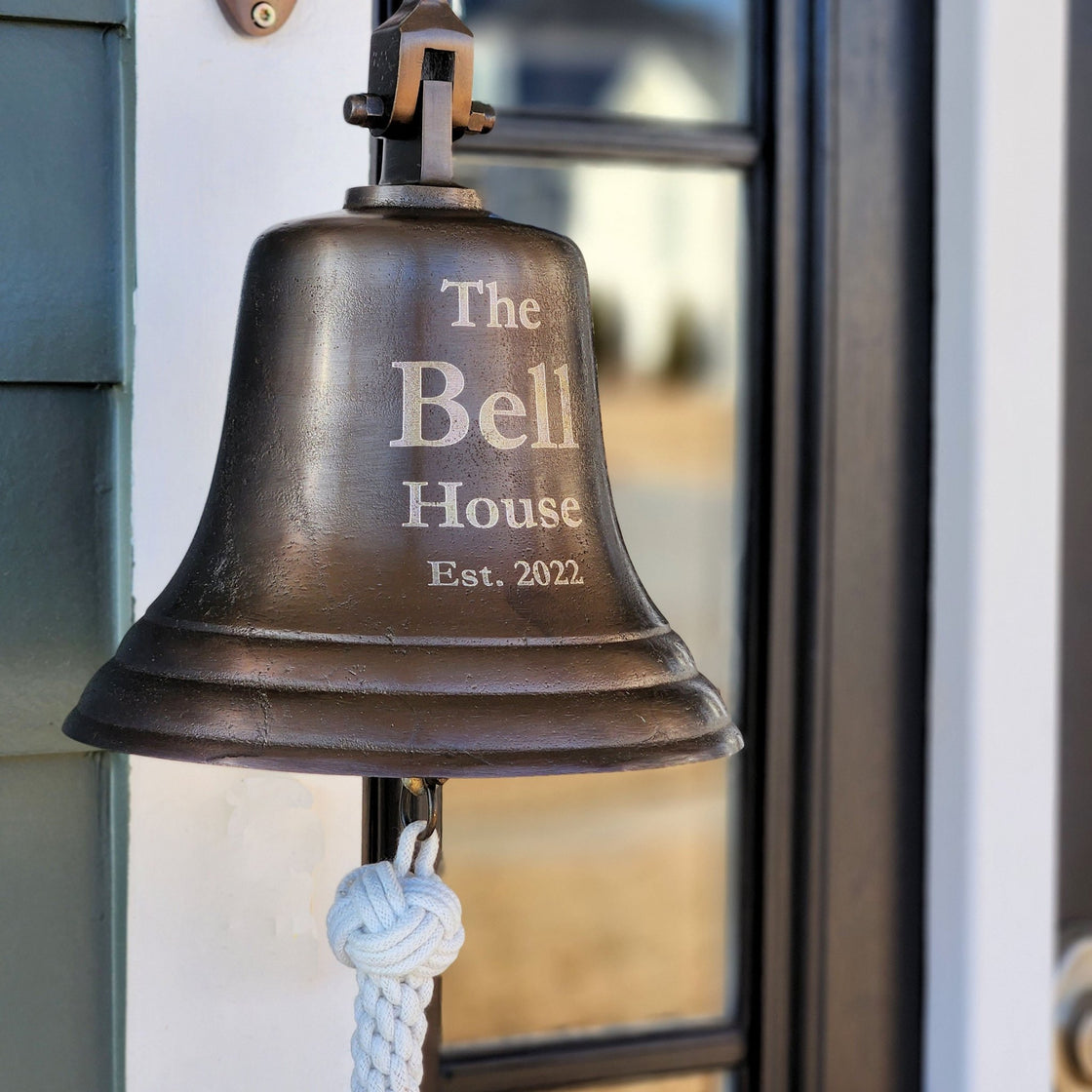 8 Inch Diameter Engravable Distressed Brass Wall Bell – BrassBell