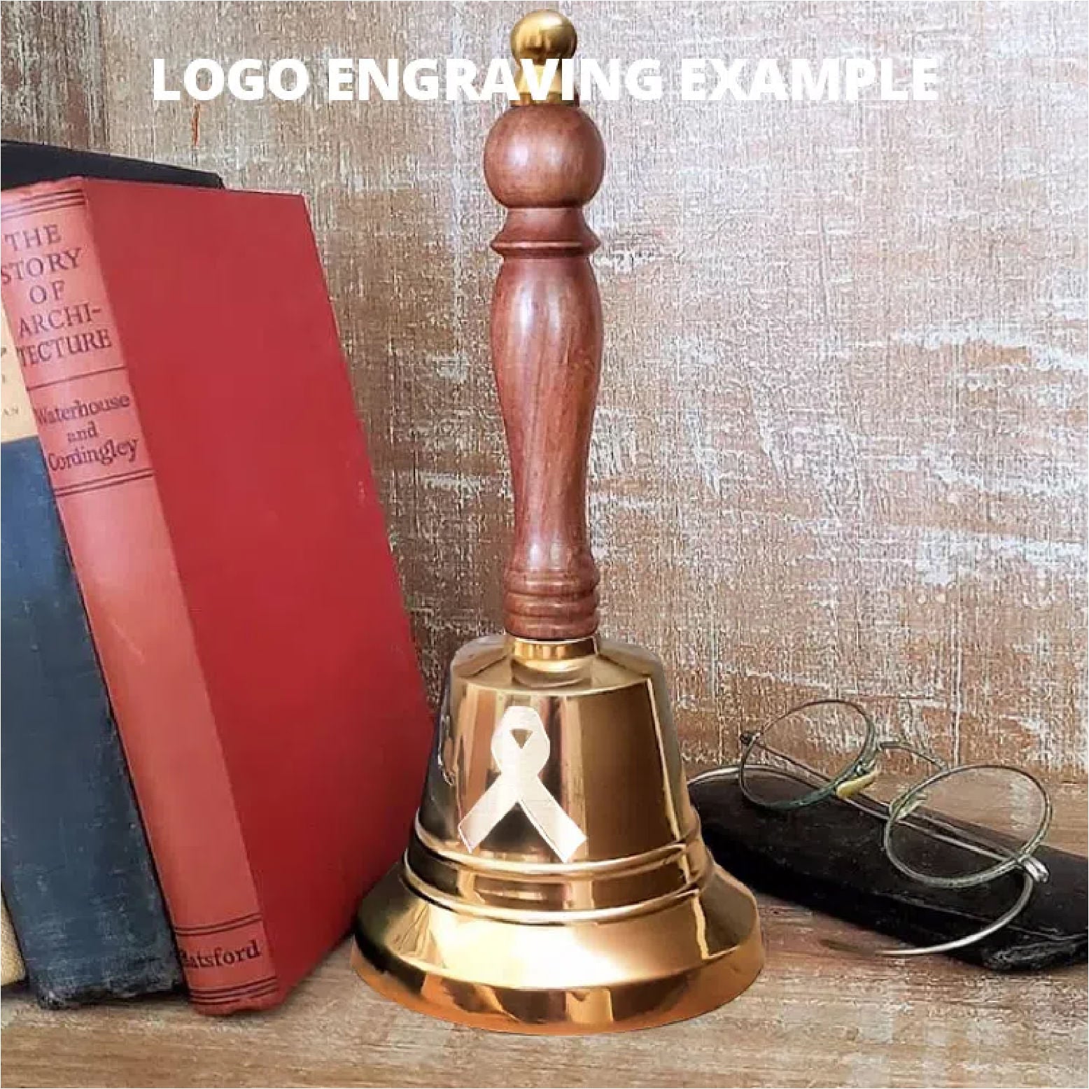 9 Inch Engravable Polished Brass Hand Bell – BrassBell