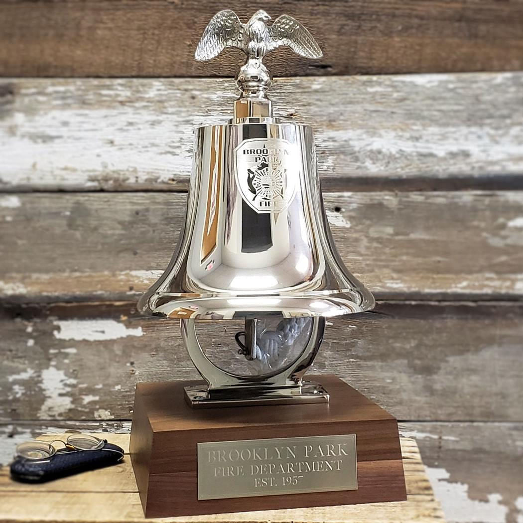 Large Deluxe Engravable Nickel Finish Brass Memorial Bell With Eagle ...