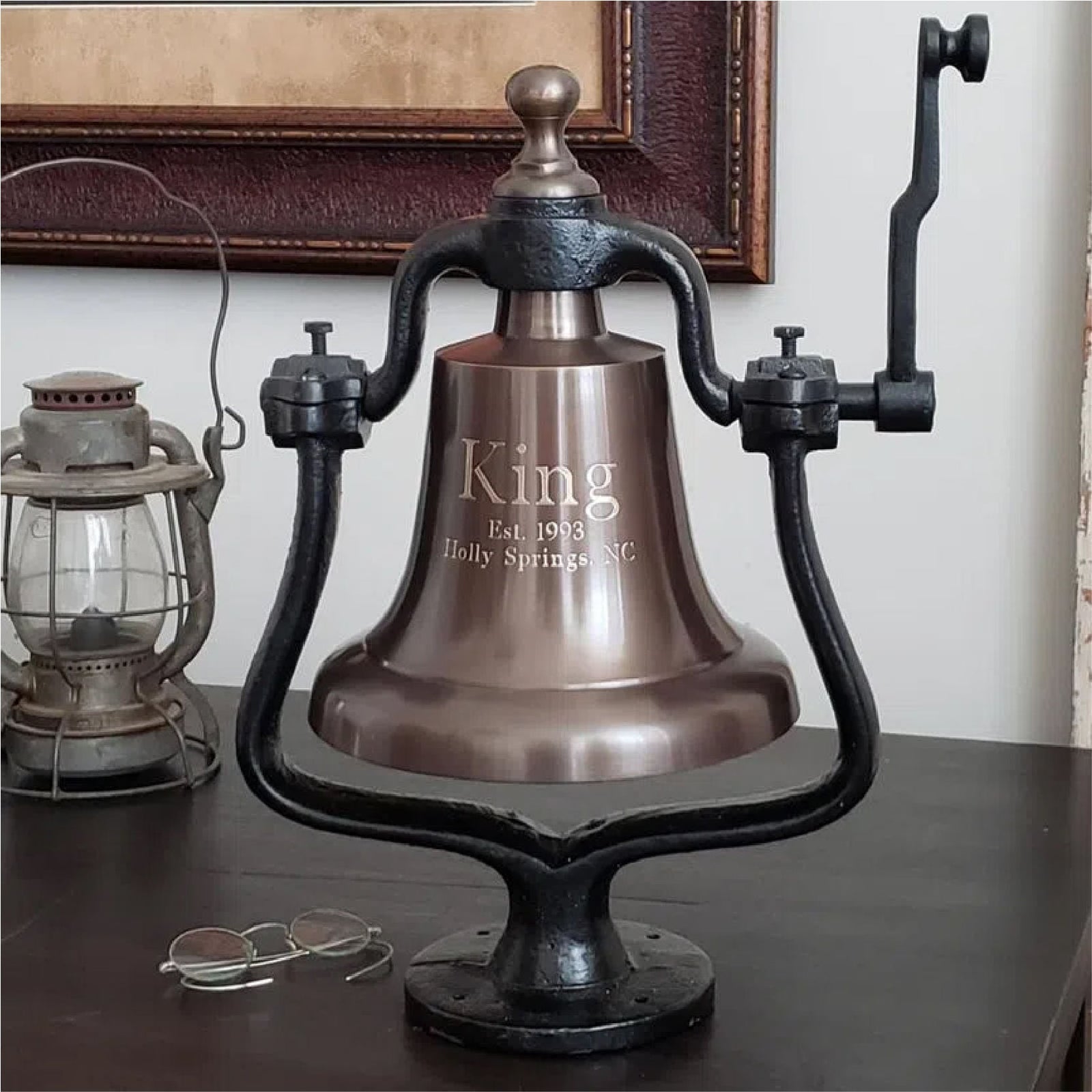Large Engravable Antiqued Brass Railroad Bell – BrassBell