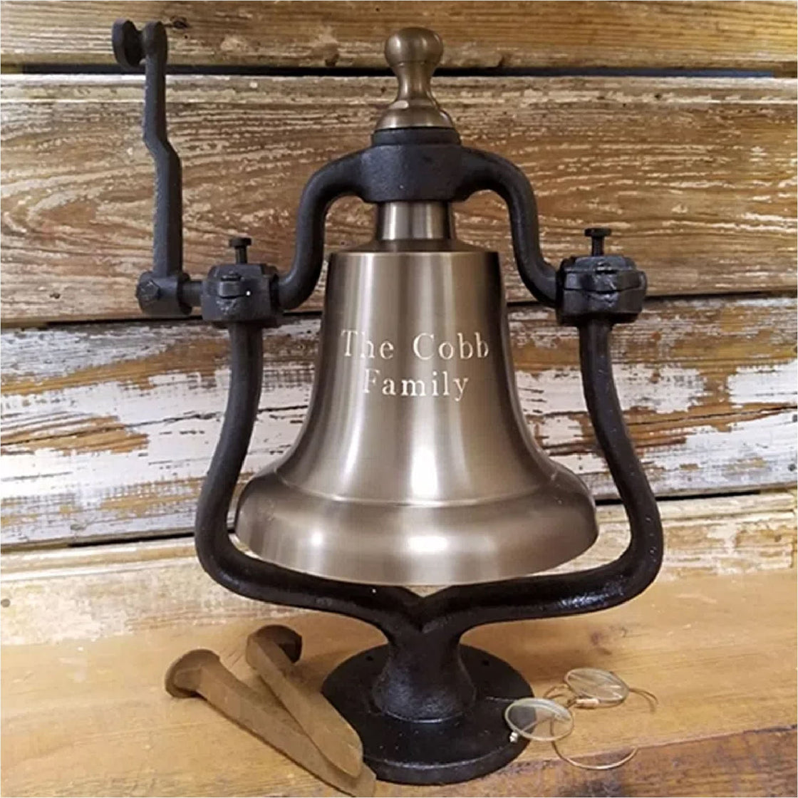 Large Engravable Antiqued Brass Railroad Bell – BrassBell
