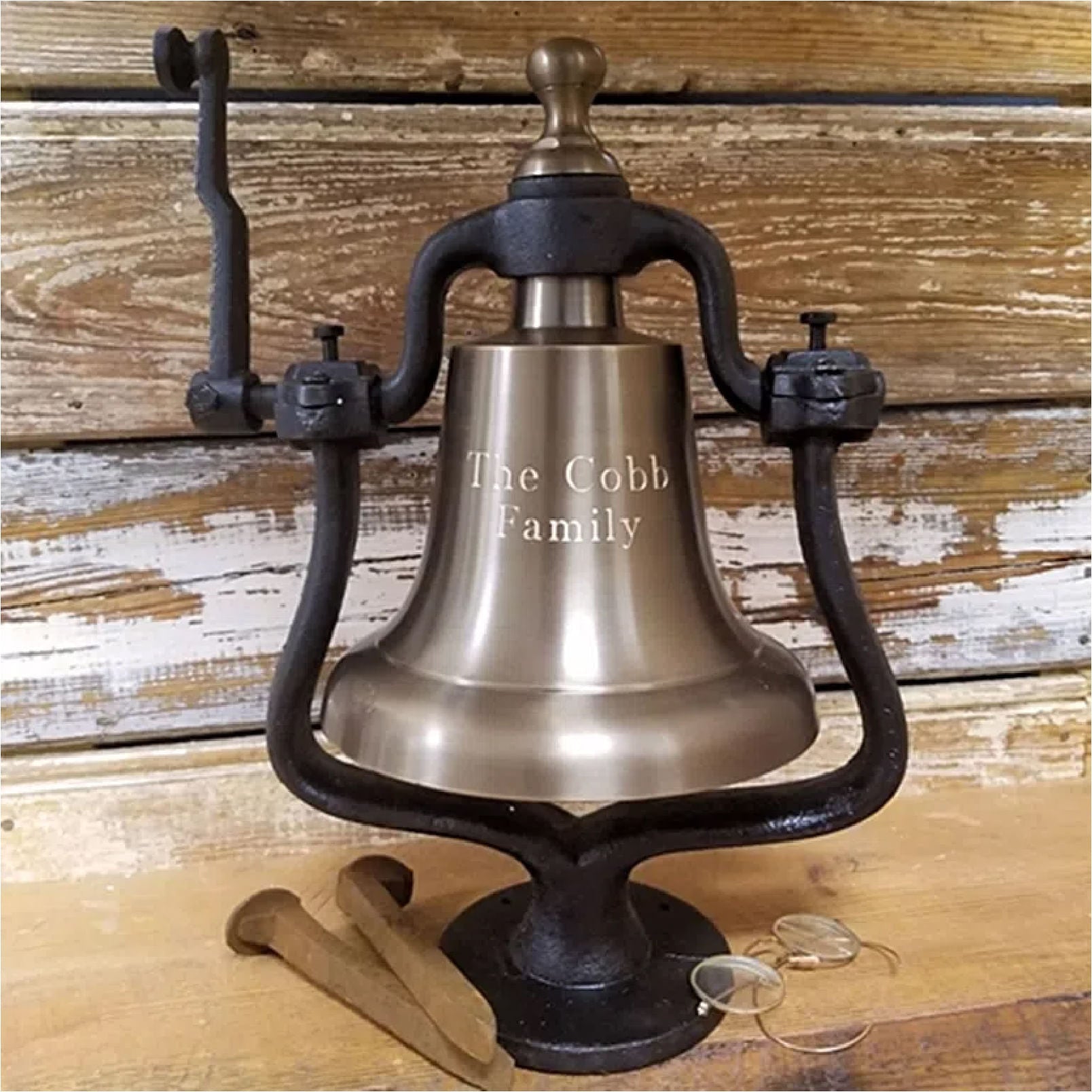 Large Engravable Antiqued Brass Railroad Bell – BrassBell