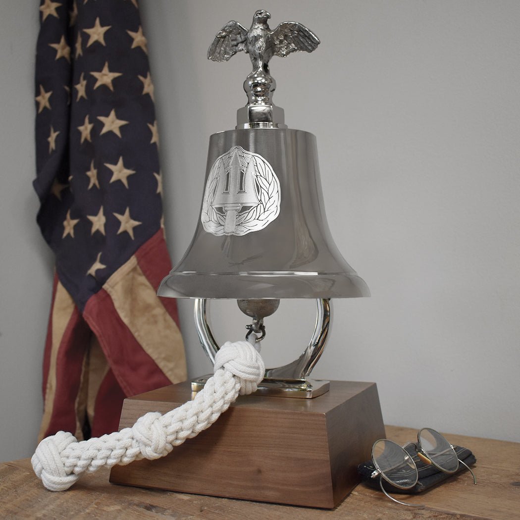 Medium Deluxe Engravable Nickel Finish Brass Ceremonial Bell With Eagl ...