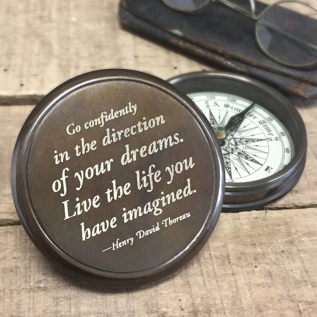 LIARA-Inspiration Gift For Men Women Engraved Compass - Go